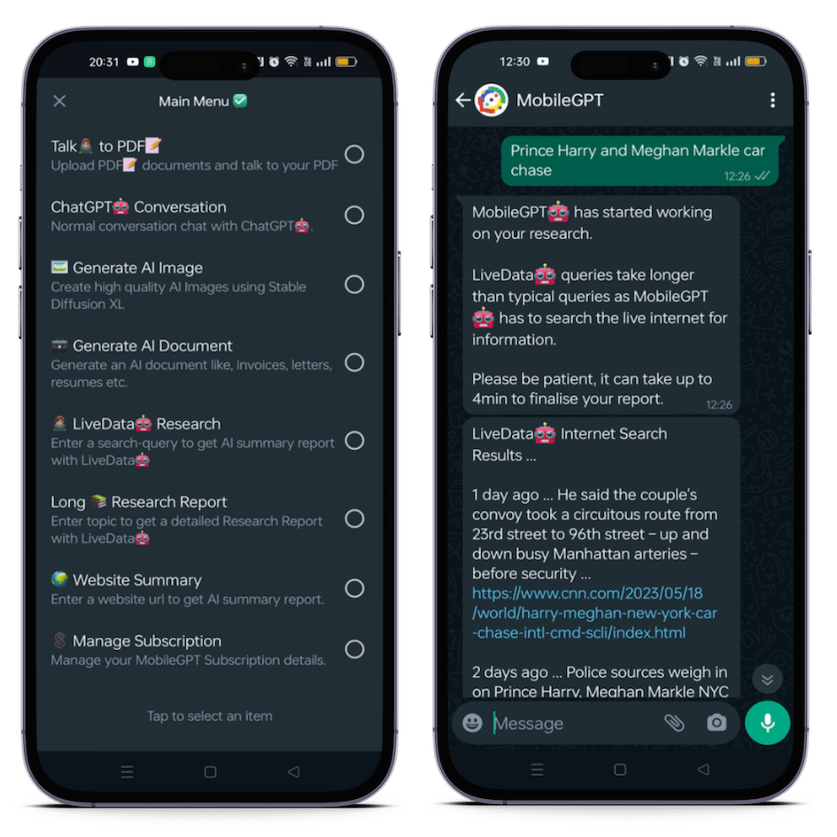 MobileGPT WhatsApp Chatbot
